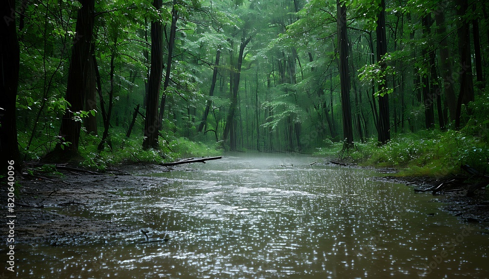 Heavy rain in the forest can cause flooding as water pools, rivers overflow, and runoff occurs ...
