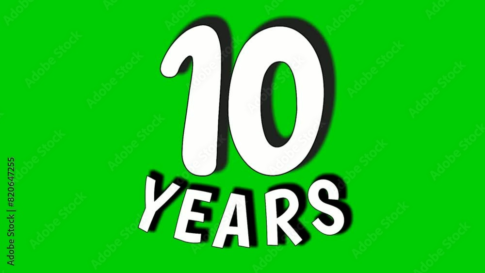 Vidéo Stock 10 ten years digit animation motion graphics on green ...