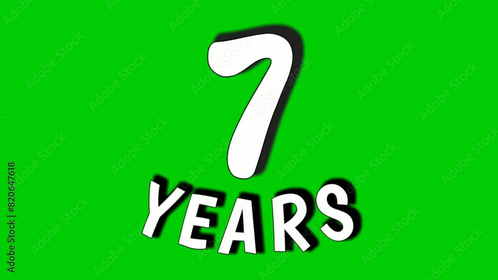 7 seven years digit animation motion graphics on green screen ...