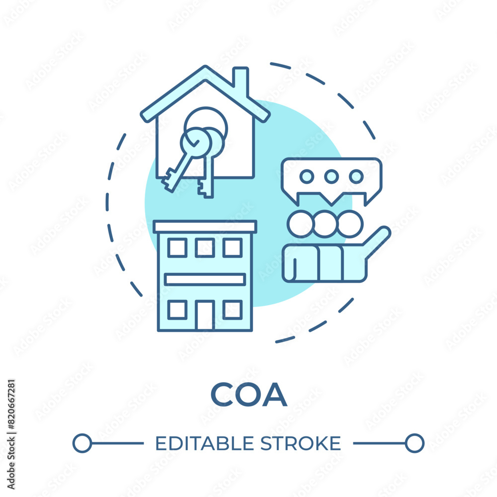 COA soft blue concept icon. Association housing, community. Meeting ...