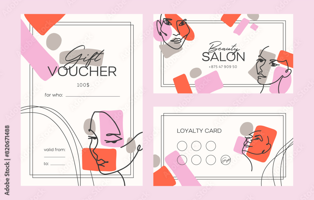 Design of beauty salon gift voucher in minimal style. Template of ...