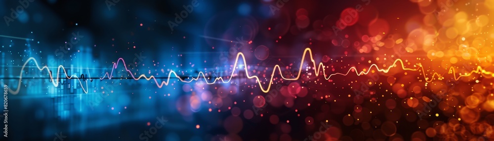 Abstract colorful visual representation of sound waves in vibrant blue ...