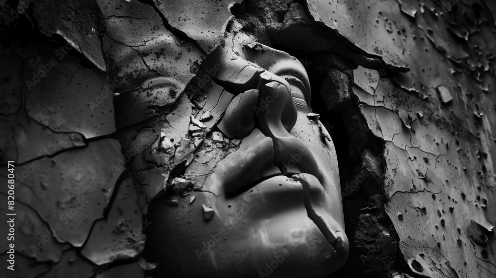 Empty laughter hiding inner pain, a fragile façade crumbling under the ...