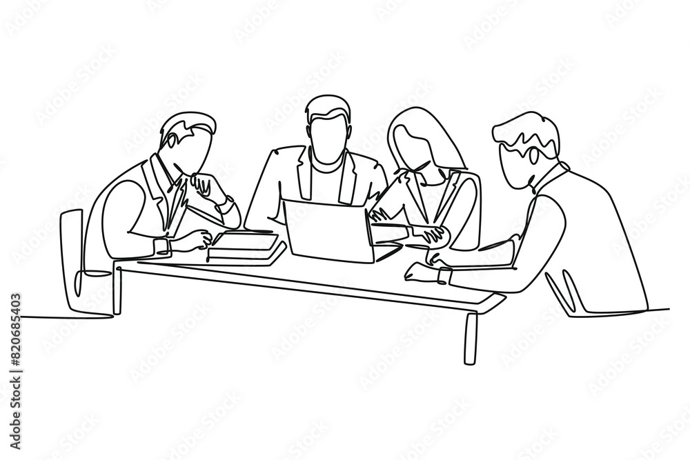 Continuous one line drawing of young happy female CEO presenting new ...