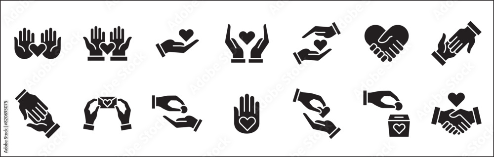 Aids icons. Charity and donation icon set. Charity hands icon. Giving ...