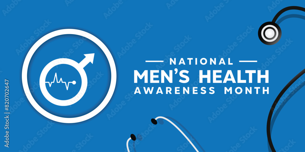 National Mens Health Awareness Month. Man icon and stethoscope. Great ...