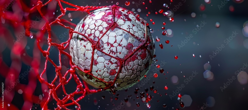 Dynamic handball goal celebration ball hits net in summer olympics ...