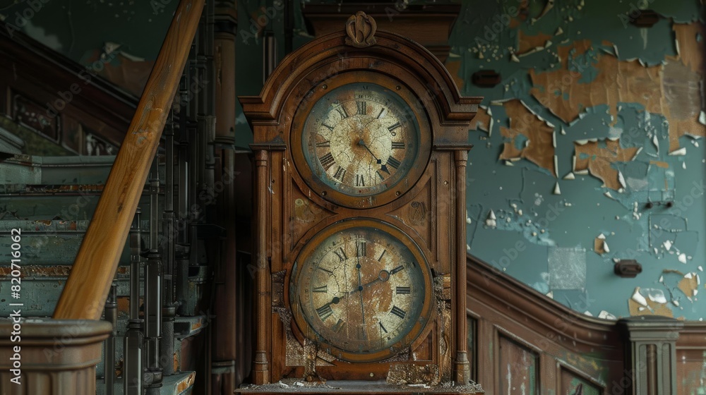 A grandfather clock working perfectly despite obvious wood rot and ...