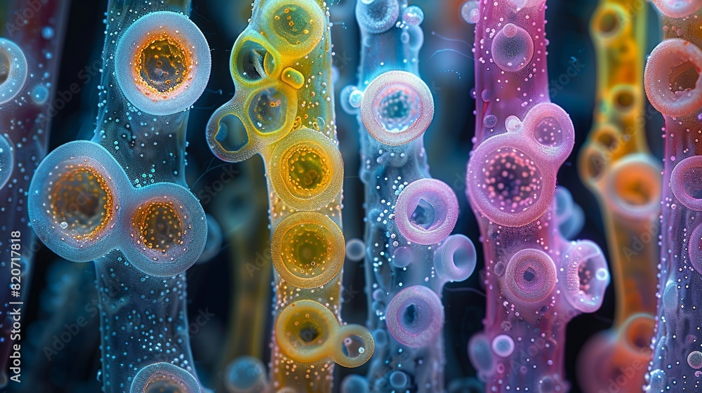 Science microscopic background, Magnified view of protozoa and other ...