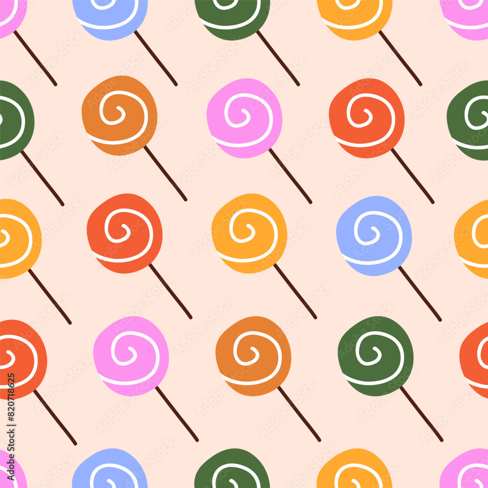 Lollipop pattern. Seamless sweet background with candy, lollypop print ...