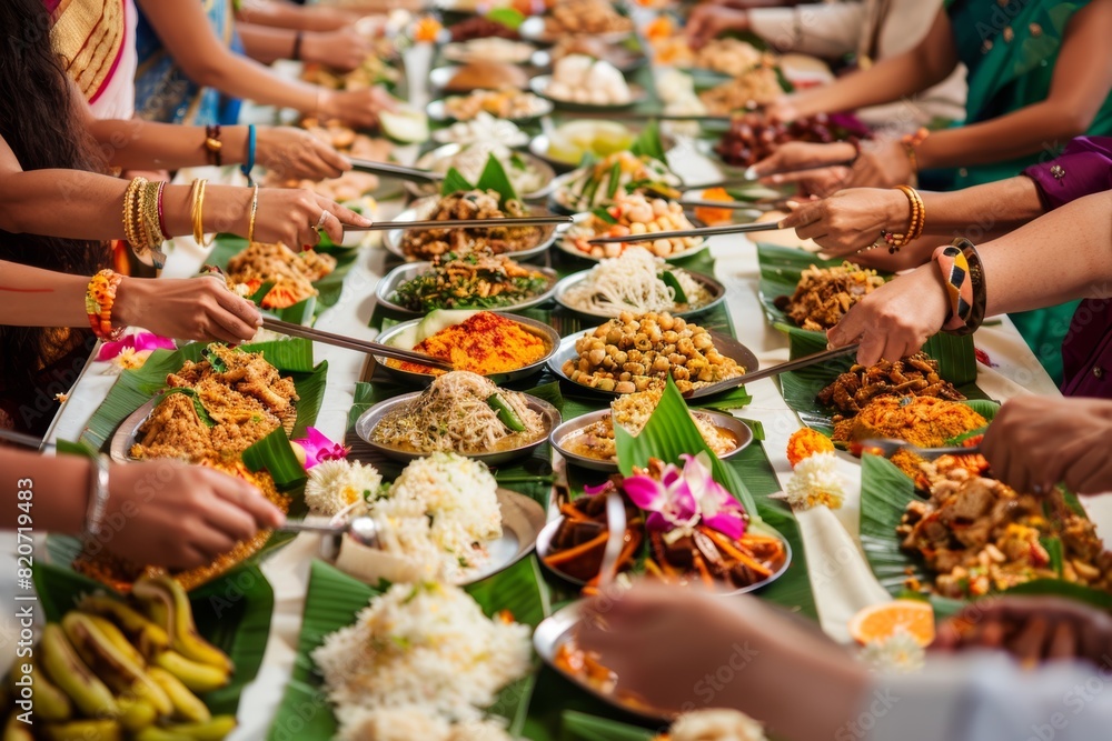 Traditional onam sadhya feast on banana leaves in india a cultural ...