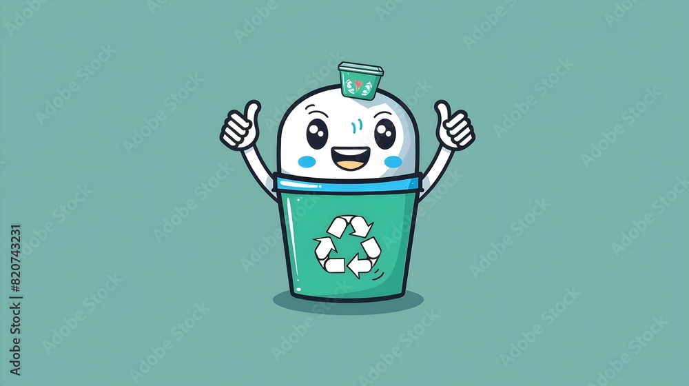 Cute recycling mascot with thumbs up,clean background,cute character ...