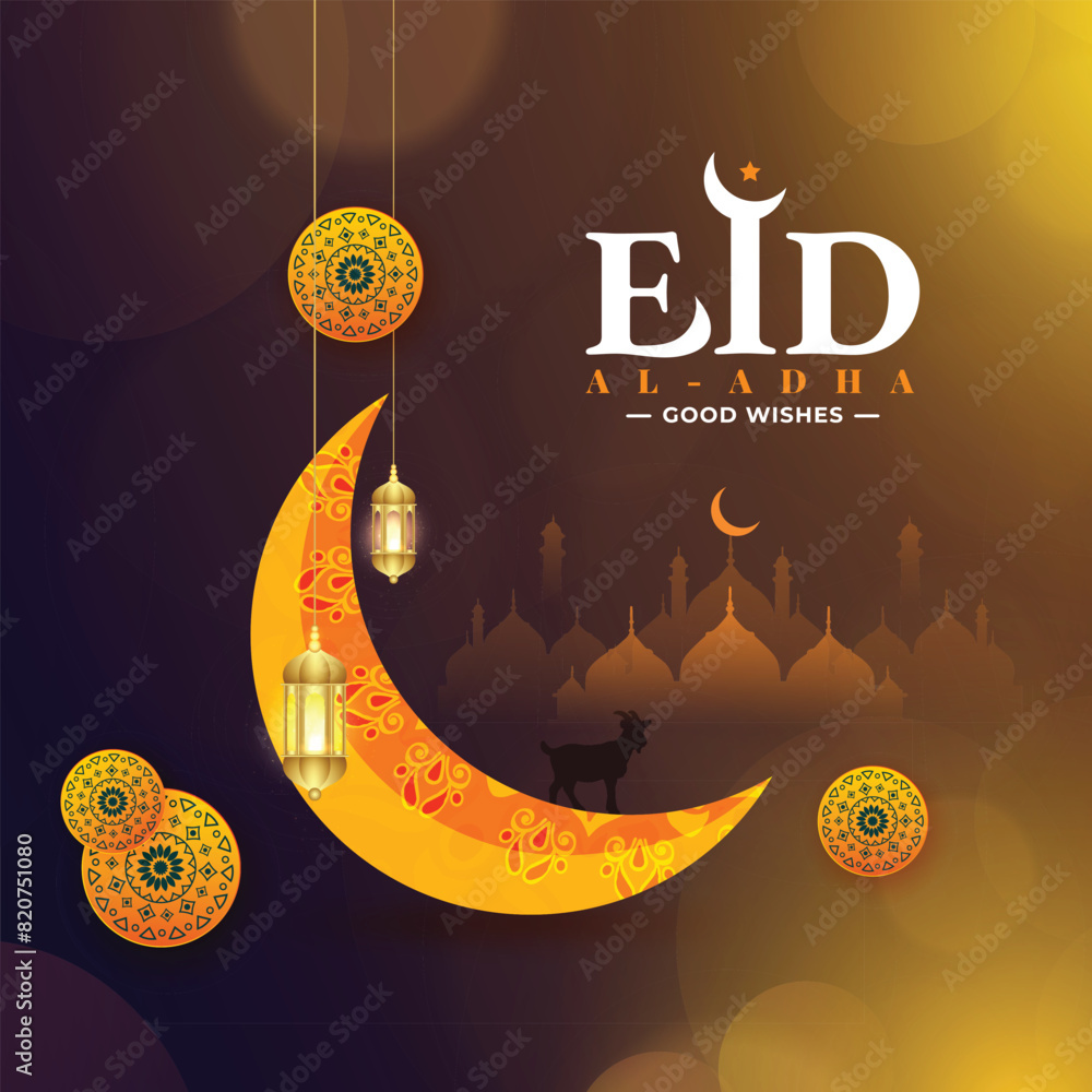 Bakrid eid al adha wishes or greeting social media post design with ...