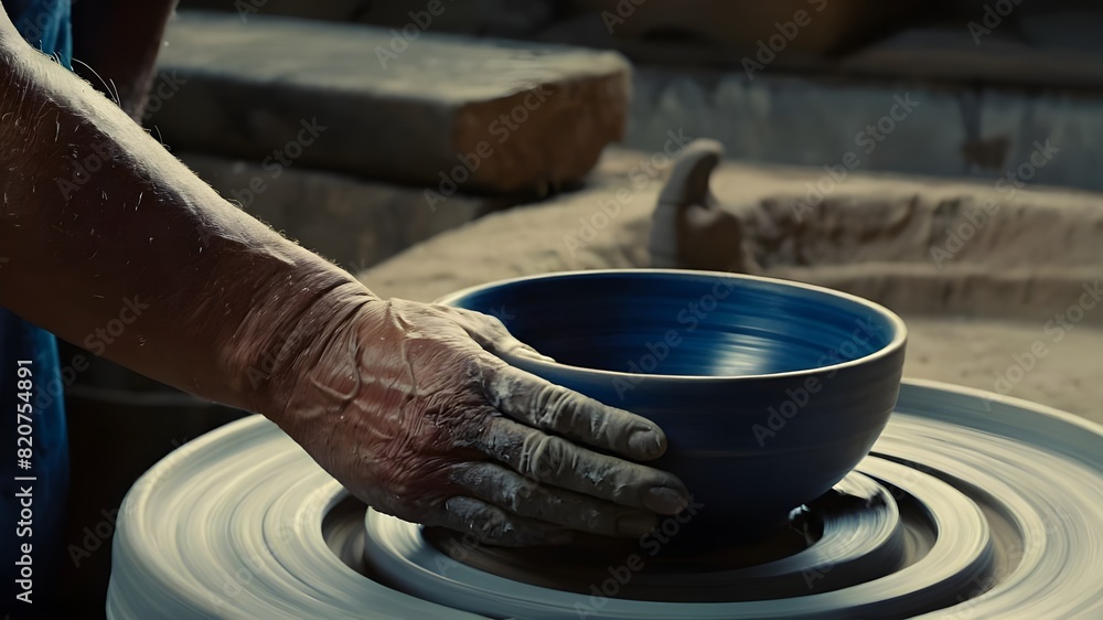 Crafting Serenity: The Potter's Wheel in Motion, Shaping a Ceramic Bowl ...