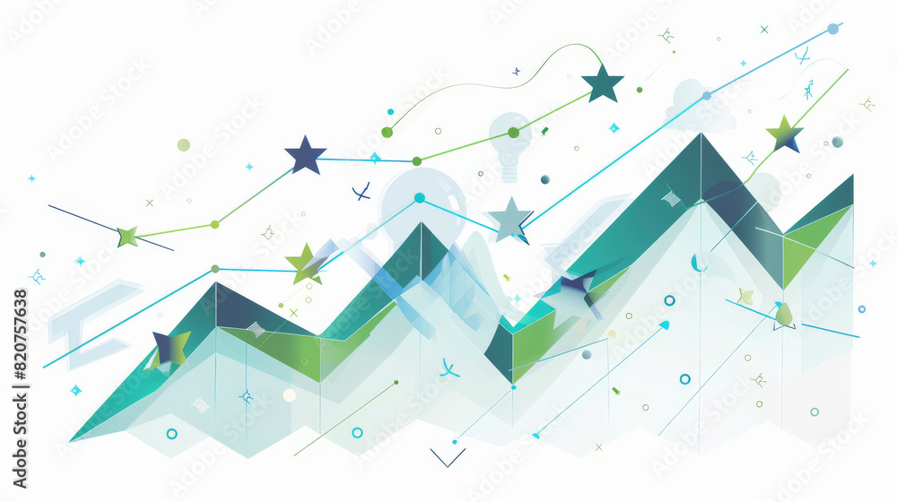 Abstract illustration of a stylized statistical chart with geometric ...
