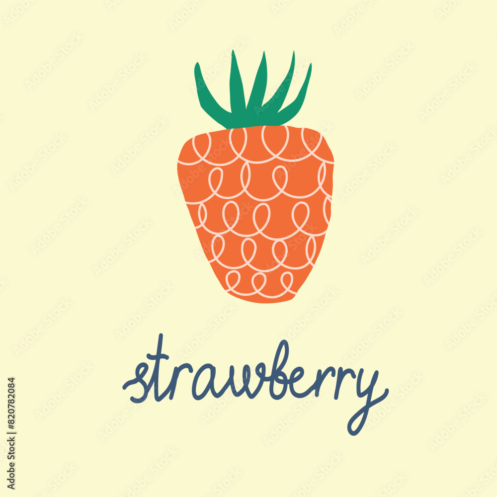 Hand drawn vector illustration of strawberry with lettering Strawberry ...