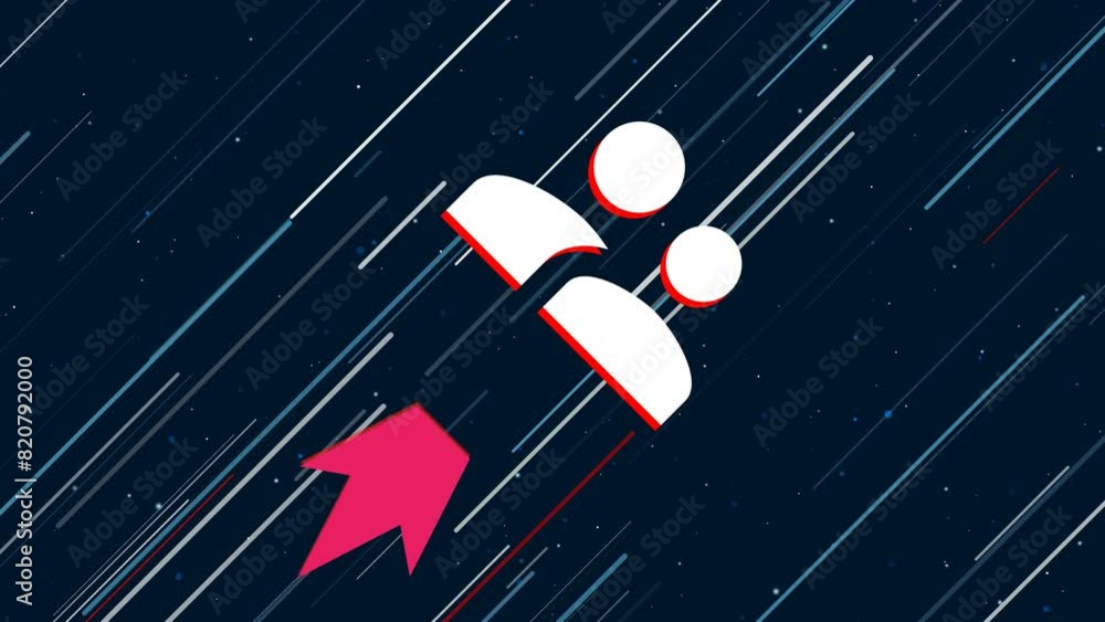 Group symbol flies through the universe on a jet propulsion. The symbol ...