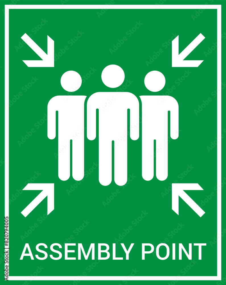Emergency evacuation assembly point sign. Assembly point icon. Safety ...