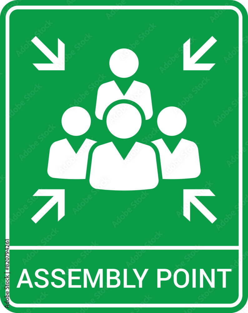 Emergency evacuation assembly point sign. Assembly point icon. Safety ...