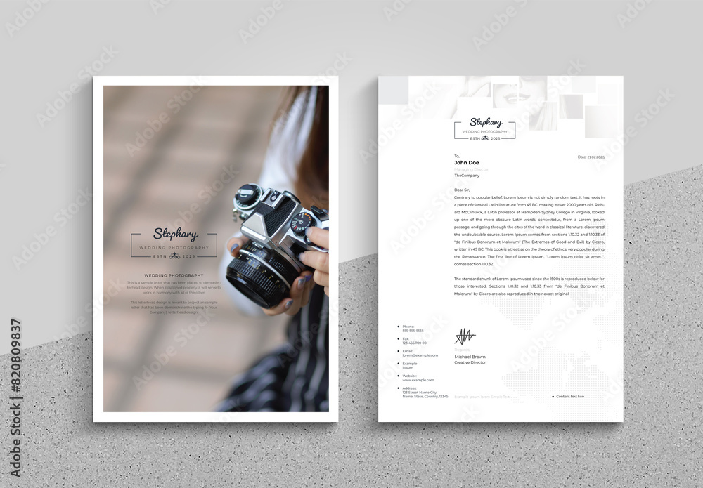 Creative Minimal Photography Letterhead Cover Design Stock Template ...
