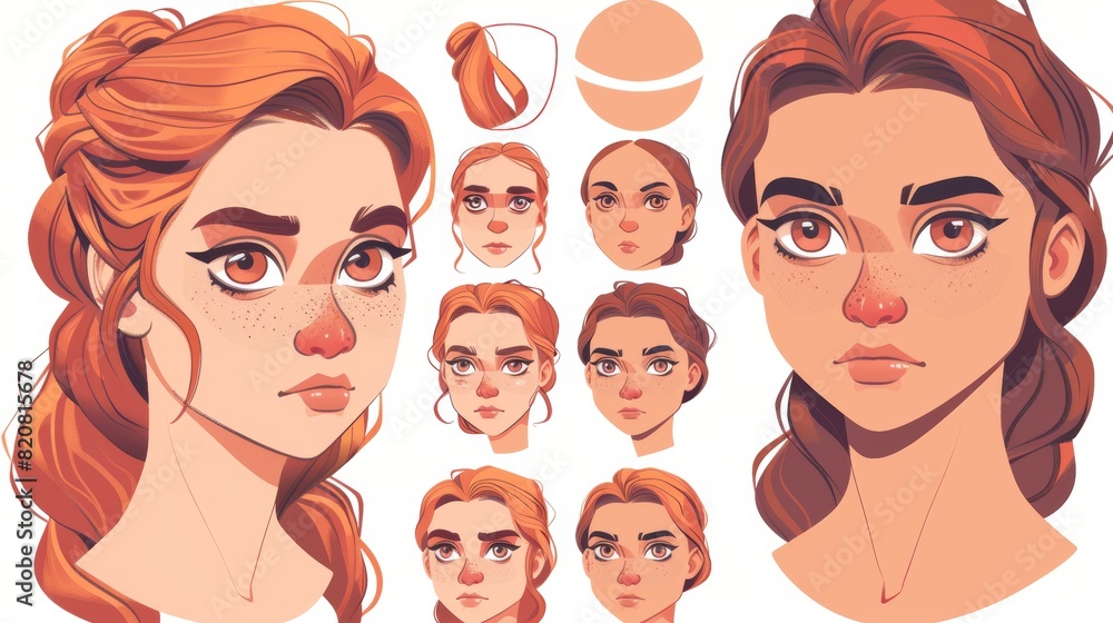 The face constructor is the avatar of a caucasian woman, with her head ...