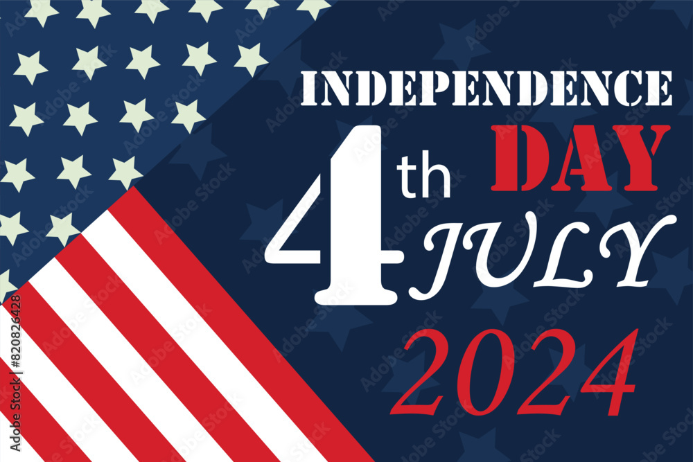 Happy 4th of July 2024 with usa waving flag vector background ...