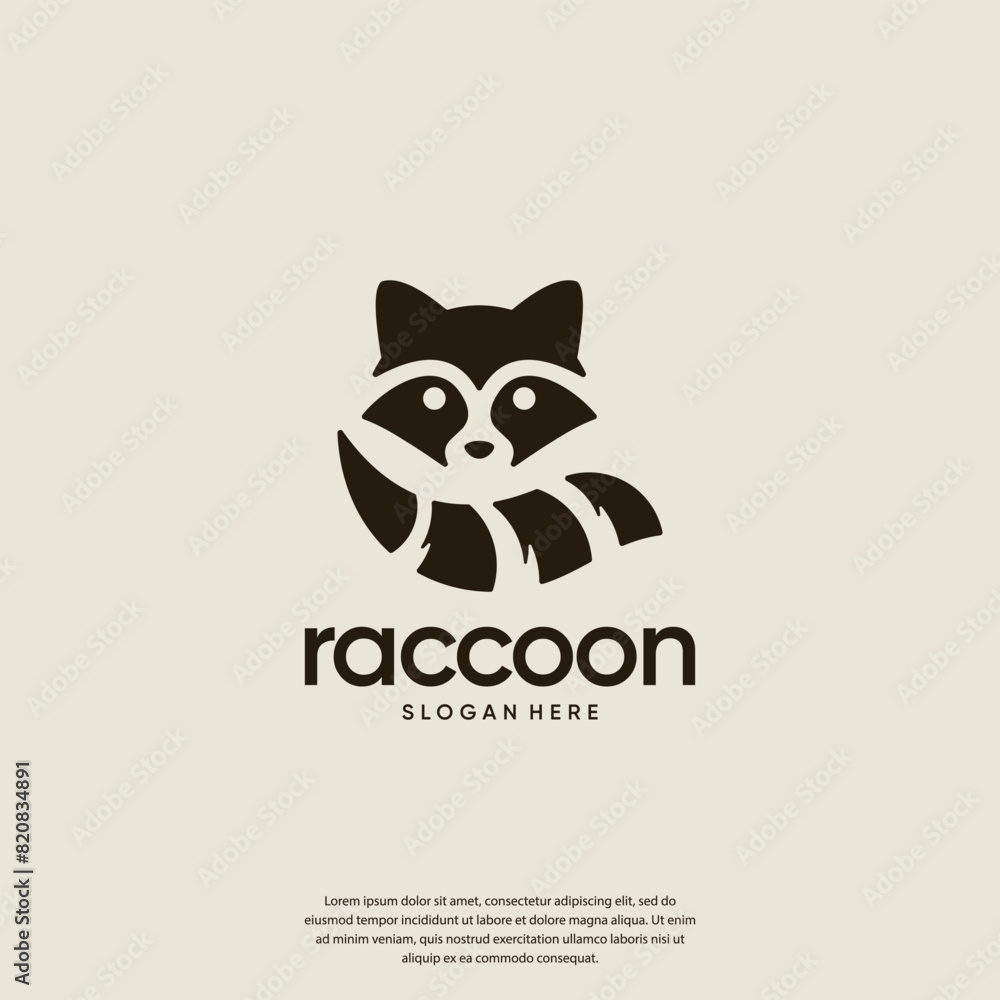 raccoon logo with coiled tail , brand identity , logo design vector ...