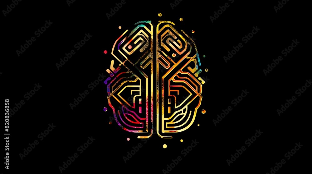 Digital brain made of circuit board, vector logo of human brain made ...