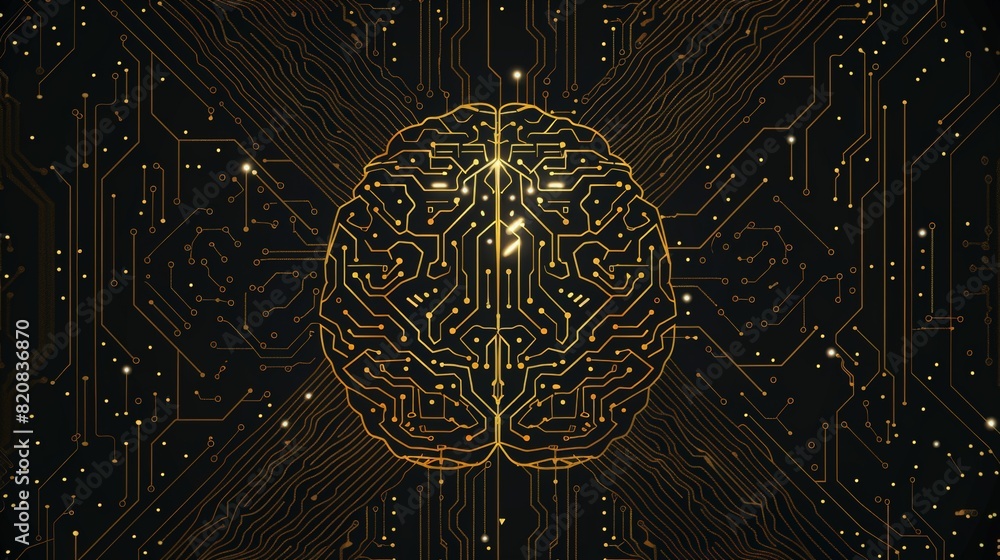 Vector logo of human brain made from circuit board, graphic design ...