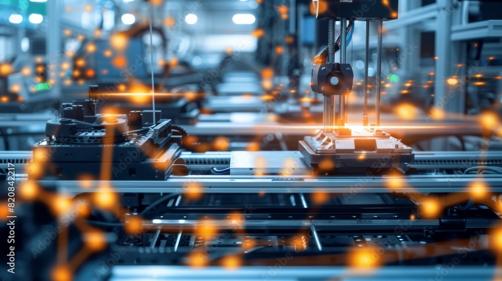 Smart manufacturing setup with 3D printers working on components ...