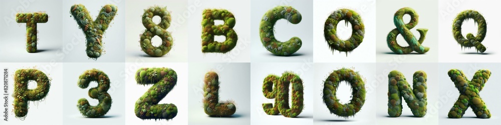 Blend Grass and Moss Lettering Typeface. AI generated illustration ...