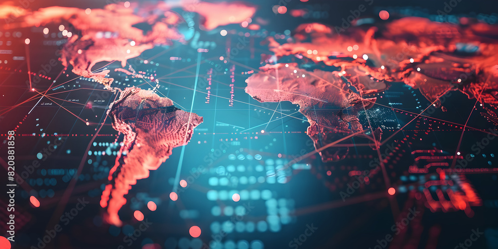 Ilustrace „Mapping the Growth A Digital World Map with Animated ...