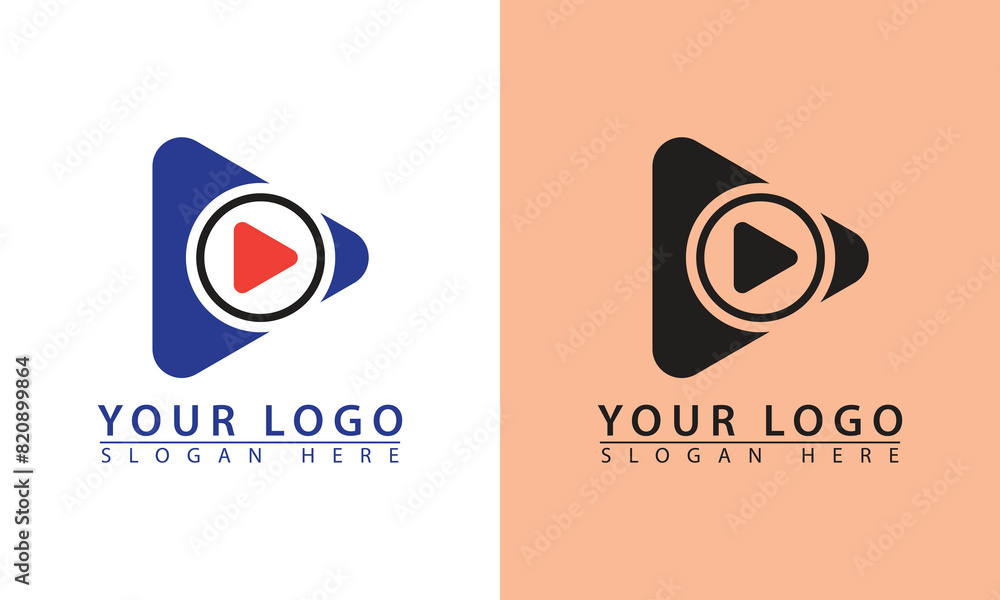 Play button icon in trendy flat style isolated on background. Game ...