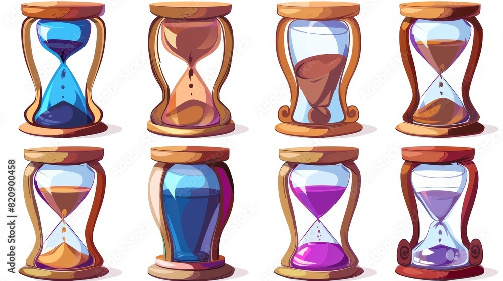 Animated hourglass sprite sheet rotating game icon. Silhouette of ...