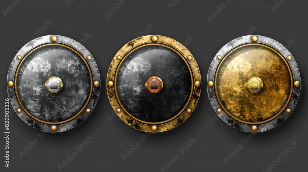 Isolated gold and silver castle banner title in gold and silver style ...