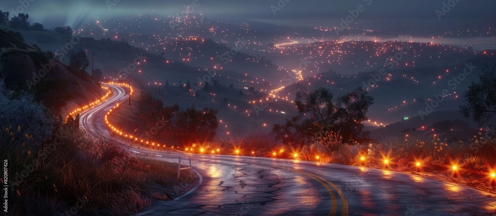 Cinematic Road in Hollywood Hills at Night A D Rendered Journey into ...