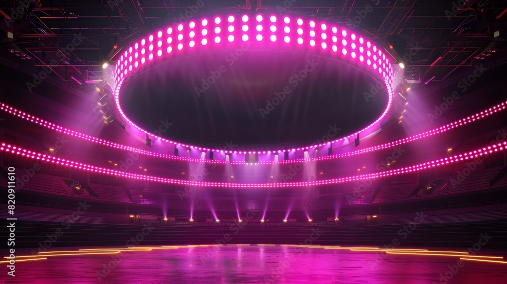 Realistic concave LED screen for stage or wall. Modern illustration of ...