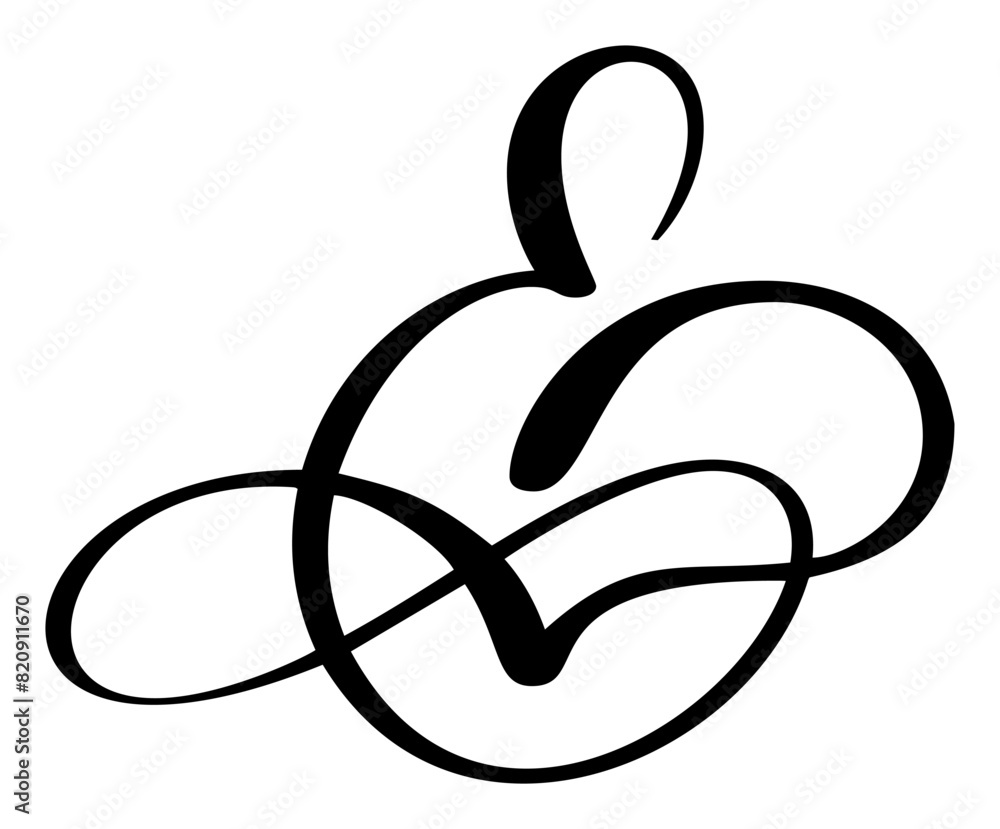 Hand drawn vector calligraphy letter E. Script font logo. Handwritten ...