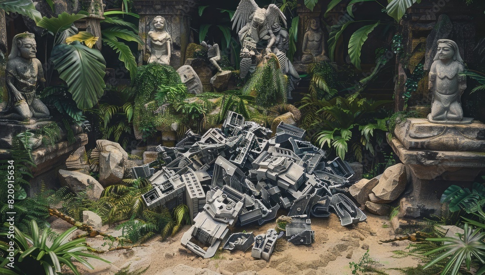 Within the ancient Mayan city lies a forgotten relic - an ancient mecha ...