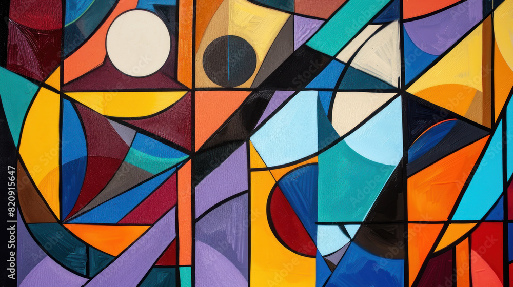 Immerse yourself in the vibrant energy of abstract geometry, where bold ...