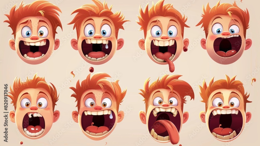 Mouth animation of a child boy - different expressions and positions of ...