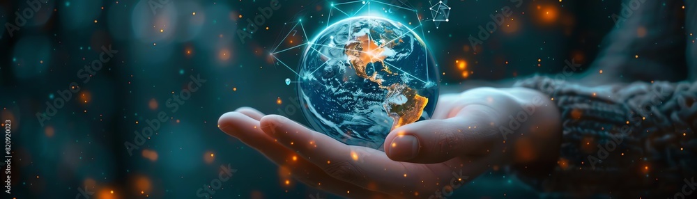 Corporate Social Responsibility A 3D hand holding a globe with icons ...