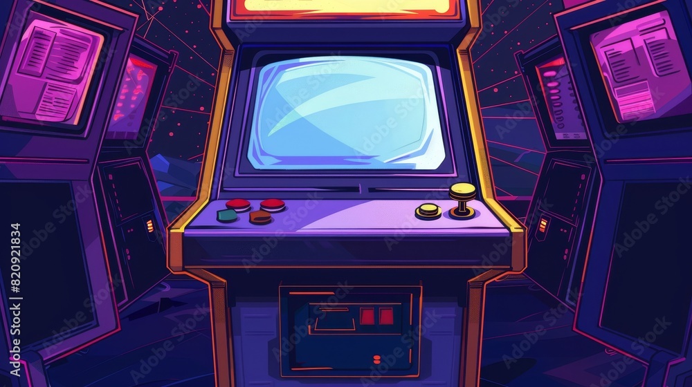 Gamer interface with text element flyer design set. Vintage 80s ...