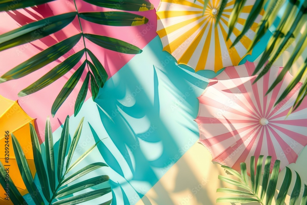 Set of summer travel flyers with beach items and wave. Top view. Vector ...