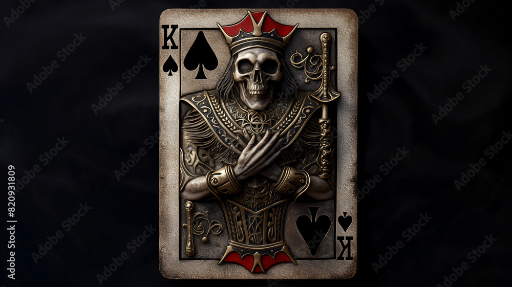 A gothic King of Spades card featuring a skeletal king with a crown ...