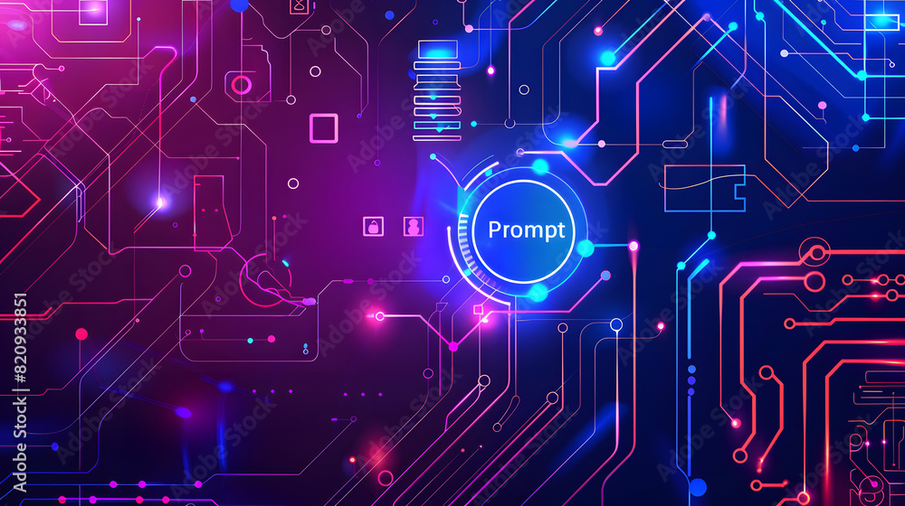 Futuristic AI prompt illustration. High-tech background concept. Ready to use command prompt box ...