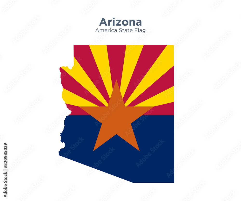 Arizona flag and map.Flags of the U.S. states and territories. America ...