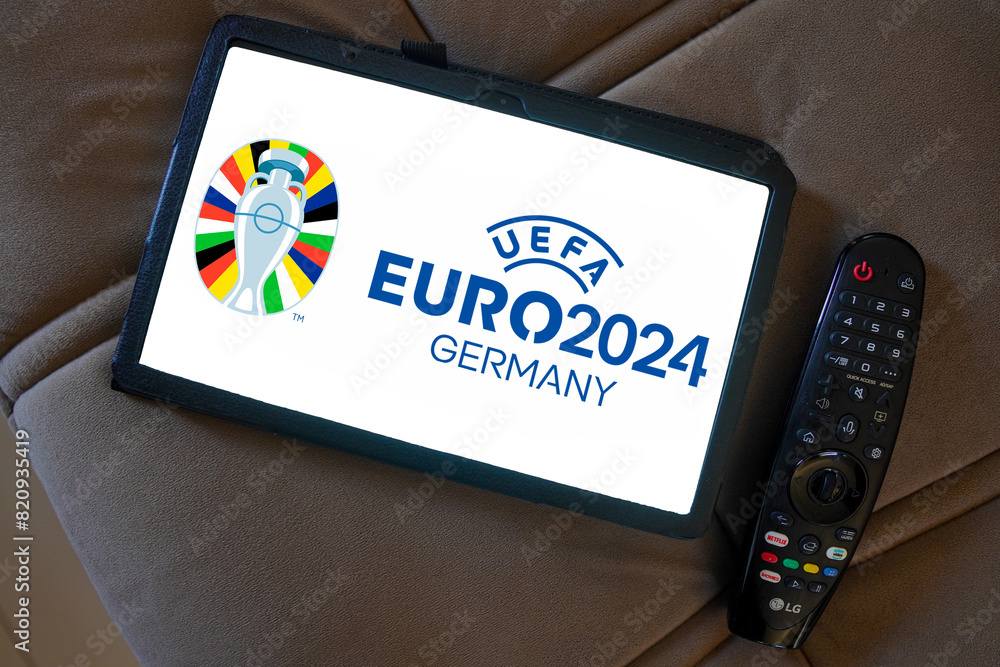 May 20, 2024, Brazil. In this photo illustration, the logo UEFA ...