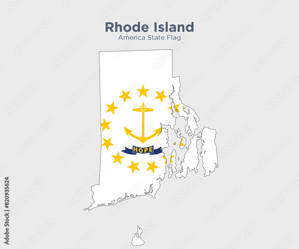 Rhode Island flag and map.Flags of the U.S. states and territories ...