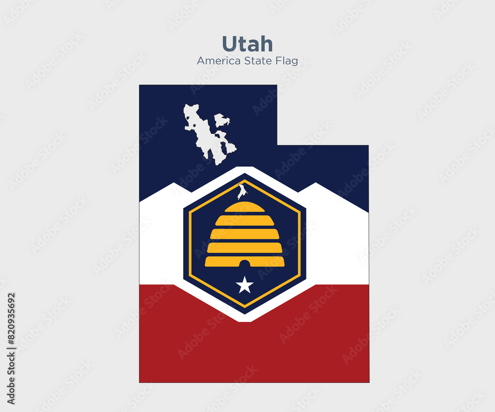 Utah flag and map.Flags of the U.S. states and territories. America ...